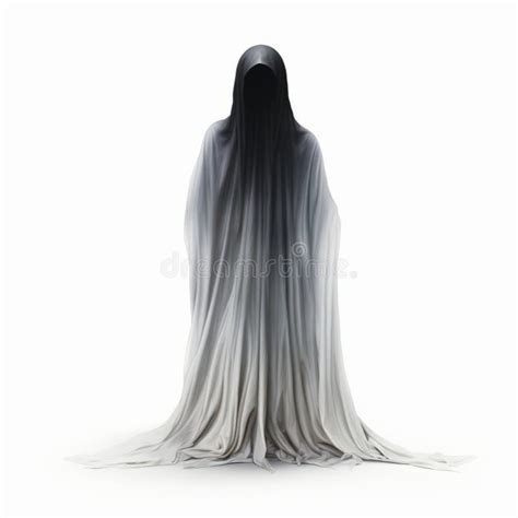 Minimal Wraith Ghostly Figure In Black And White Gown Stock