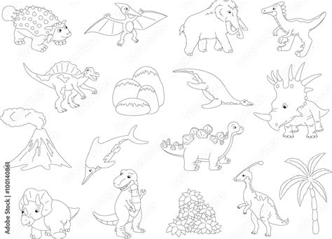 Palaeosaurus Styracosaurus Spinosaurus Ichthyosaur Diplodocu Stock