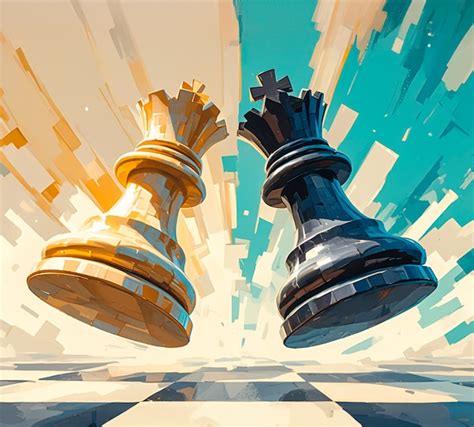 Abstract Chess Pieces In Digital Art Style Ai Generated Image