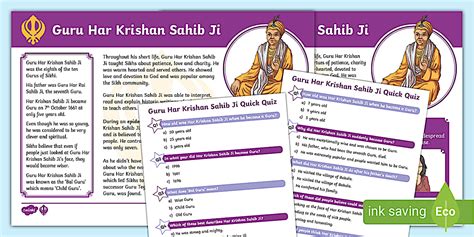 Ks2 Guru Har Krishan Sahib Ji Fact File And Quick Quiz