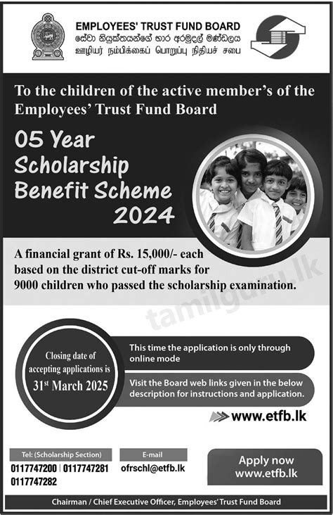 Etf Grade 05 Scholarship Awards Application 2024