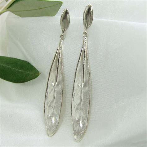 Long Olive Leaf Earrings Alexis Dove Jewellery