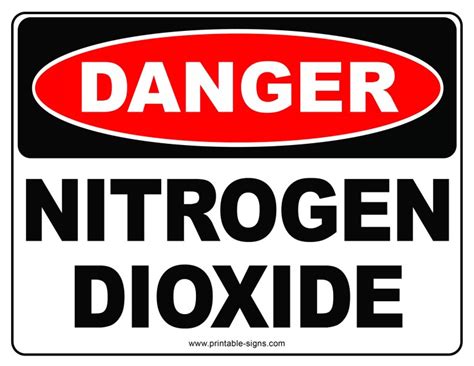 Danger Nitrogen Dioxide Printable Sign Printable Signs