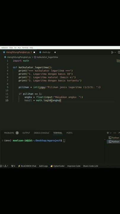Kalkulator Logaritma Menggunakan Python Python Codindkalkulator Youtube