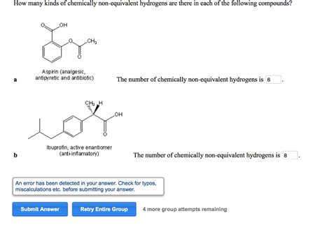 How Many Kinds Of Chemically Non Equivalent Hydrogens Are There In Each