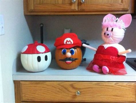 Pumpkin Decorating Contest Toad Mario Olivia Pumpkin Decorating