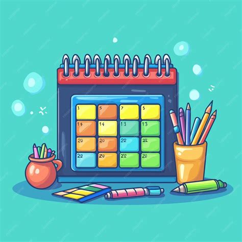 Cute Wall Calendar Cartoon Vector Premium Ai Generated Vector