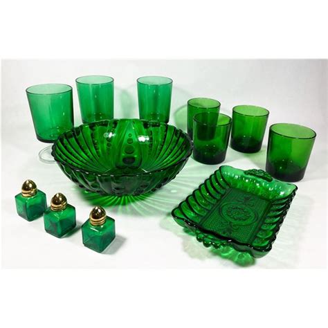 30 Vintage Green Glassware