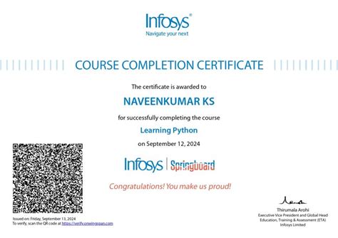 Python Continuouslearning Infosysspringboard Certificate Coding Programming