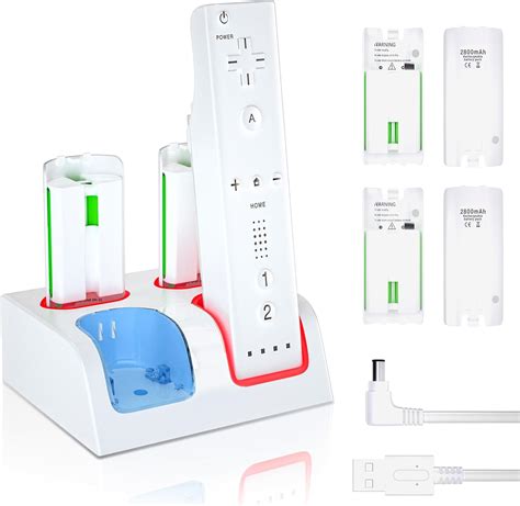 Wii Controller Charger And Rechargeable Battery 4 Pack