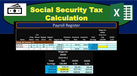 Social Security Tax Calculation Payroll Tax Withholdings Youtube