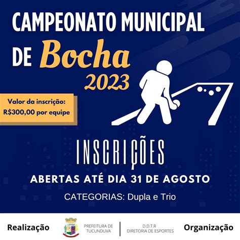 Inscrições Abertas Para O Campeonato Municipal De Bocha Dupla E Trio