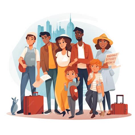 Illustration Vectorielle De Dessin Animé 2d Dimmigration Sur Zone