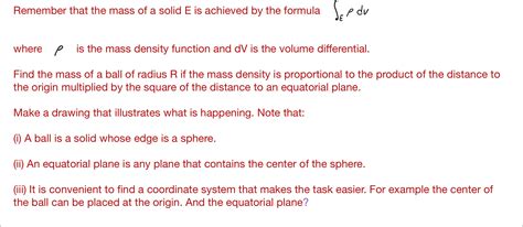 Solved Remember That The Mass Of A Solid E Is Achieved By