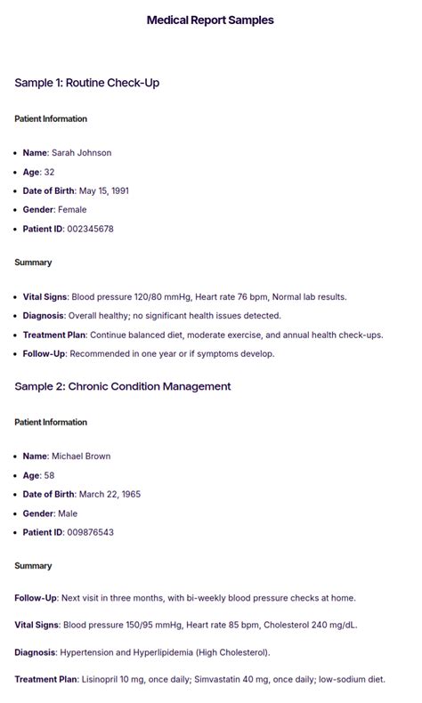 5 Medical Report Examples To Download