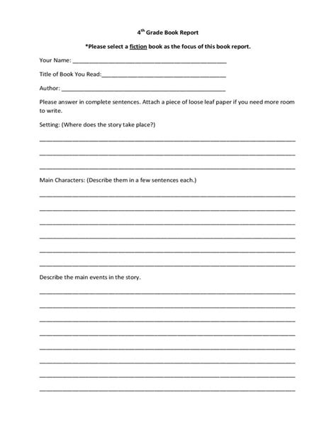 Year 6 Report Template 3 Professional Templates Book Report