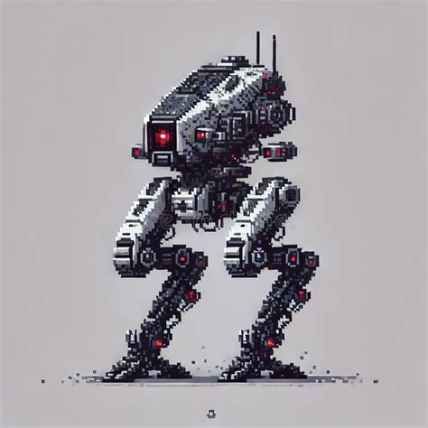 Bipedal War Machine In Pixels Stock Illustration Illustration Of