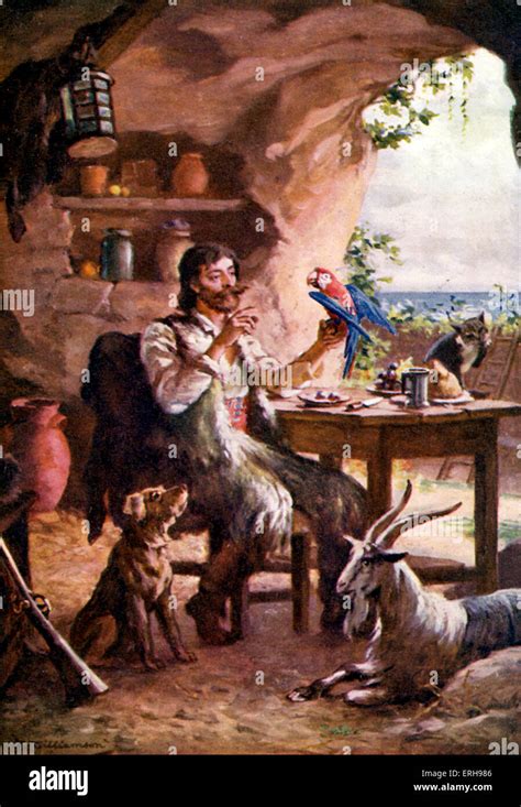 Robinson Crusoe Novel By Daniel Defoe Illustration Of Robinson Stock