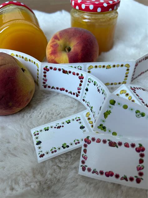 Jam Jar Labels Stickers Set Of Colorful Fruits For Preserves Spreads