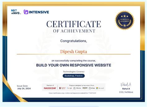 Dipesh Gupta On Linkedin Nxtwave Responsivewebsite Certificate Coding Python Html Css