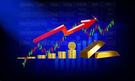 3d Rendering Coin Gold Bars Business Graph Illustration With Red Arrow