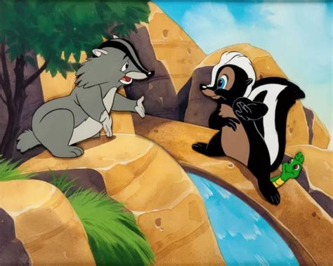 Bambi Flower The Skunk Disney Production Cel And Background 1968 9 Eur 29058 Picclick Fr