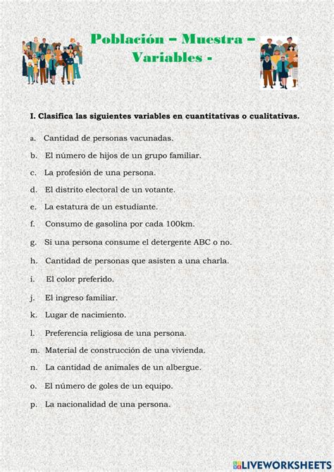 Población Muestra Y Variable Worksheet En 2025 Tecnicas De Enseñanza