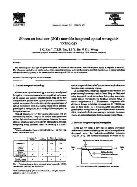 Pdf Silicon On Insulator Soi Movable Integrated Optical Waveguide