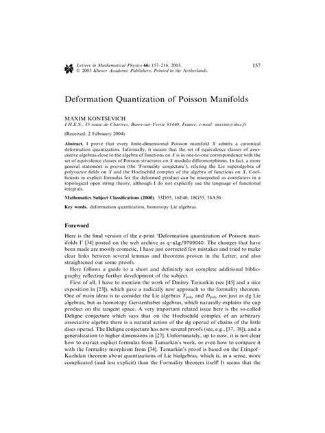 Kontsevich2003 Article Deformationquantizationofpoiss Pdf Tensor