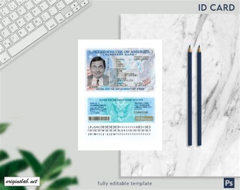 Fillable Usa Passport Id Card Template Psd