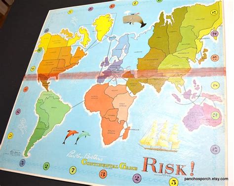 Vintage 1959 Risk Game Board Only Replacement Wall Decor Parker