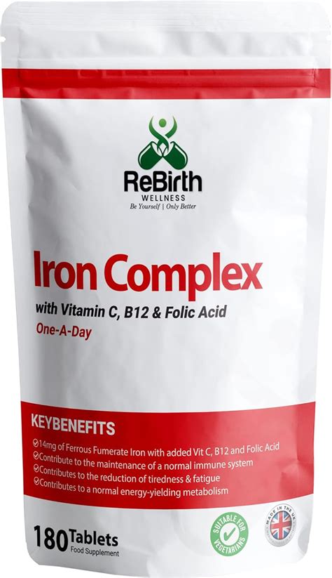 14mg Iron Tablets Complex With Vitamin C B12 And Folic Acid 180