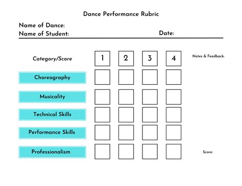 Dance Teacher Assessment Rubric And Student Reflection Template Artofit