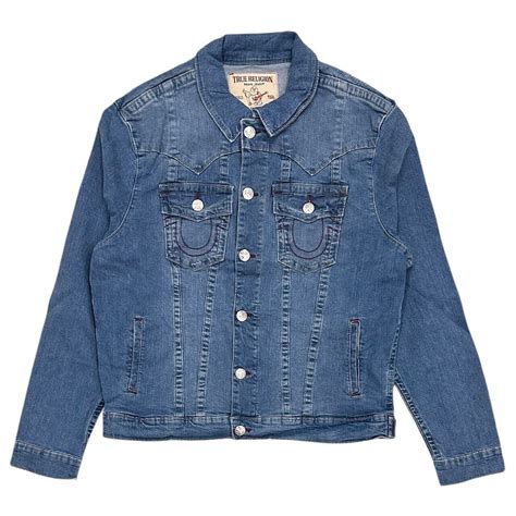 True Religion True Religion Mens Jimmy Red Stitch Trucker Denim Jacket