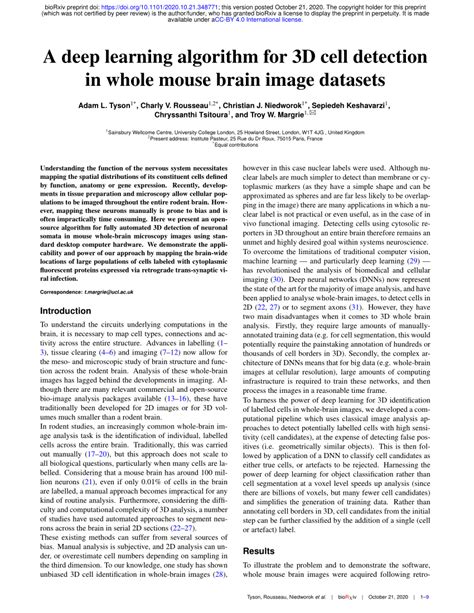 Pdf A Deep Learning Algorithm For 3d Cell Detection In Whole Mouse Brain Image Datasets