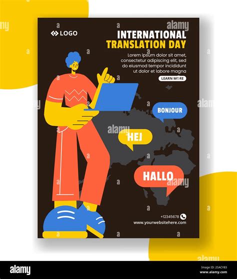 Translation Language Day Vertical Poster Flat Cartoon Hand Drawn Templates Background