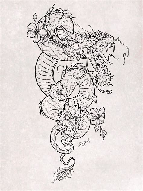 Newschool Dragon Tattoo Dragon Flowers Tattoo Design Chinese Dragon