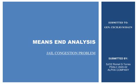 Means End Analysis 10 19 2020 Means End Analysis Jail Congestion