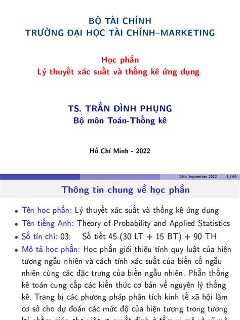 Bë T I CH NH Tr×Íng I Håc T I CH Nhmarketing: Håc PH N LÞ Thuy T X¡C Su T V Thèng K Ùng Döng | PDF