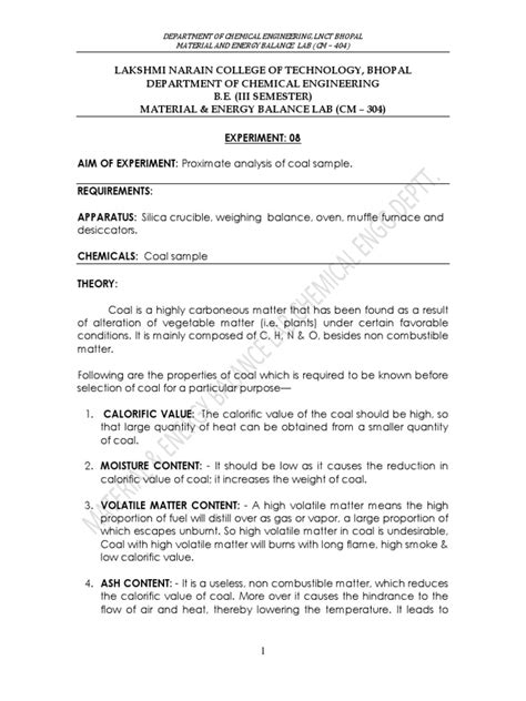 Proximate Analysis Of Coal Procedure Pdf Coal Combustion