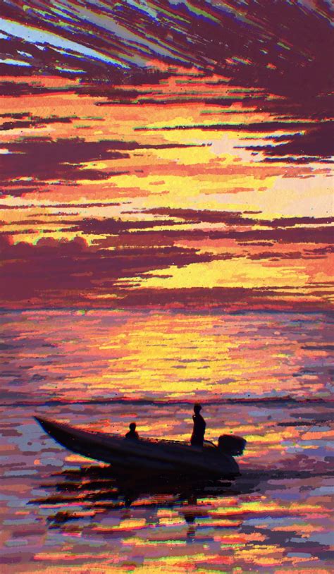 Safebooru 2others Ambiguous Gender Boat Chinese Commentary Clouds