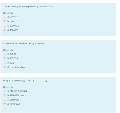 Solved The Exponent Part After Representing The Float 325