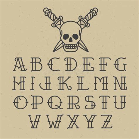 Old School Tattoo Alphabet Stock Vector Illustration Of Collection