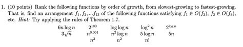 Solved Points Rank The Following Functions By Order Of Chegg