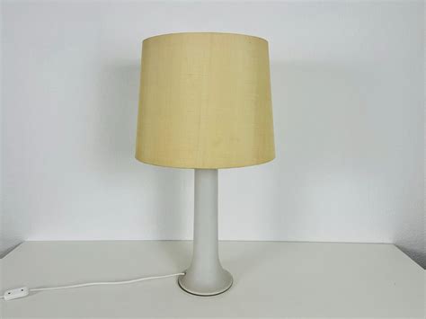 White Glass And Fabric Shade Table Lamp Attributed To Luxus Sweden
