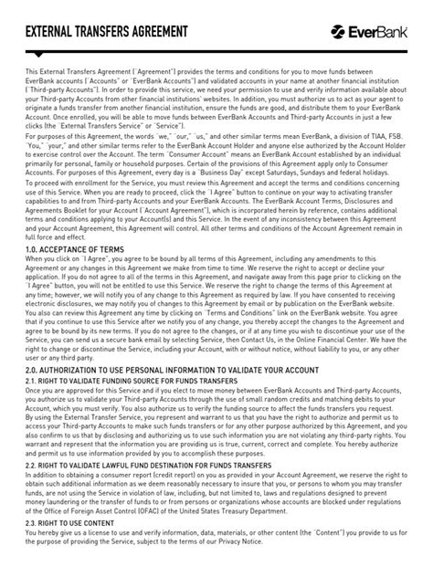 External Transfer Agreement Pdf Banks Debit Card