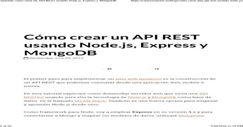 Aprende Cómo Crear Un Api Rest Usando Nodejs Express Y Mongodb Pdf