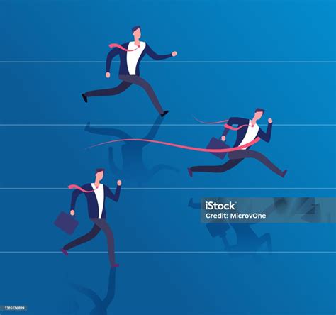 결승선을 통과하는 사업가 성공 성취 리더십 및 비즈니스 벡터 개념 수상 달리기에 대한 스톡 벡터 아트 및 기타 이미지 달리기 리본상 1위 Istock