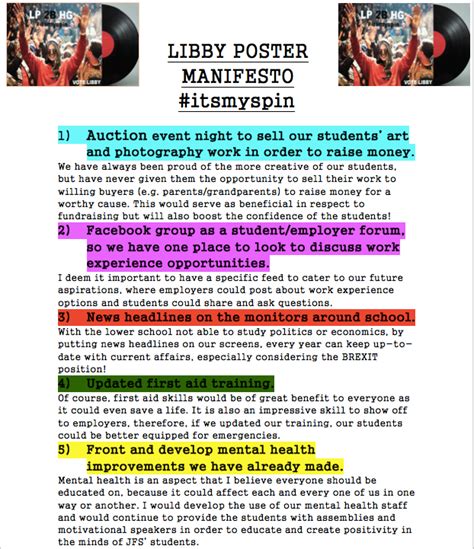 Heres My Manifesto These Libby Poster For Head Girl