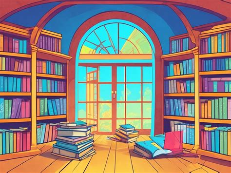 Ilustración De Dibujos Animados De Biblioteca De Libros Foto Premium
